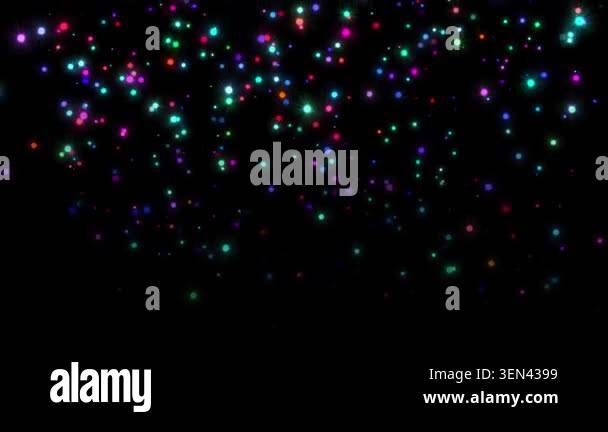 Colorful Sparks Glitter falling over black background. Green screen ...