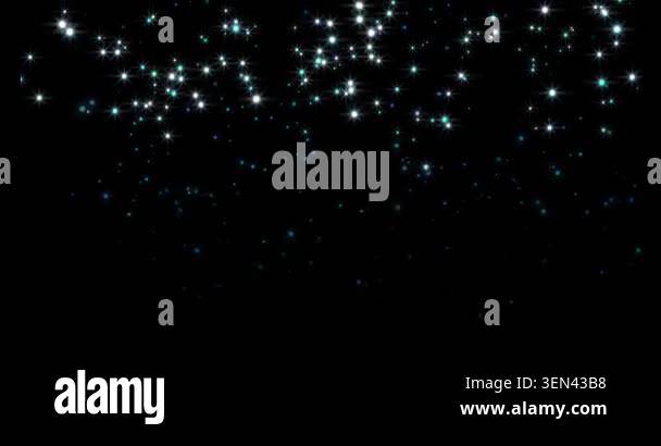 Shimmering white particles gracefully falling over a black backdrop ...