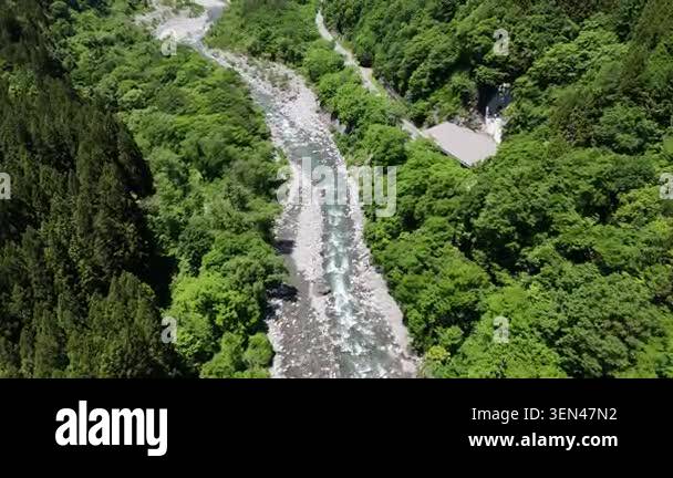 Aerial view of river flowing through greenery Stock Video Footage - Alamy