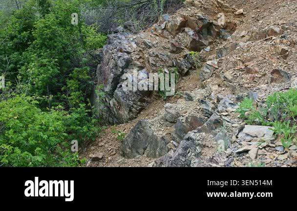 Archean Volcanic Rock Outcrop at Apolonivka Paleovolcano Ukraine 4K ...