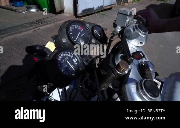 sports retro motorcycle disassembled for repair and adjustment of ...