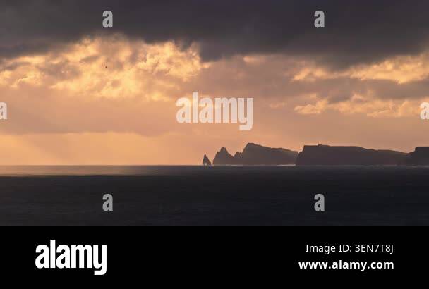Cinematic panorama sunrise over the Atlantic Ocean Madeira island ...