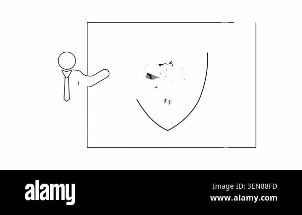 A simple line drawing shows a person pointing to a screen displaying a ...