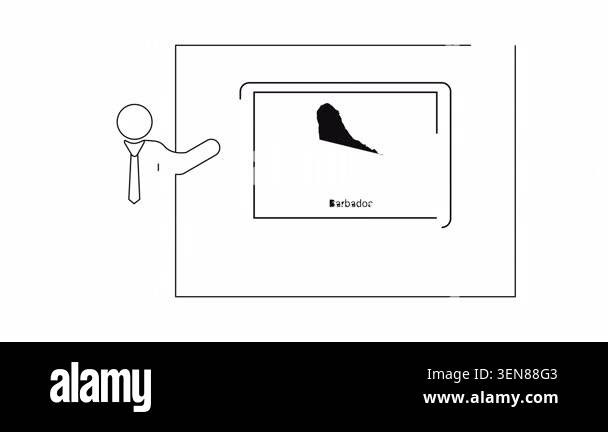 A simple line drawing shows a person in a suit pointing to a laptop ...
