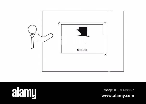 A simple line drawing shows a person icon pointing towards a laptop ...