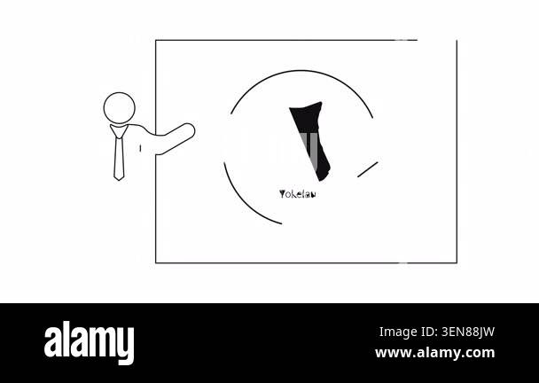 A simple line drawing of a person presenting a cyclical process on a ...