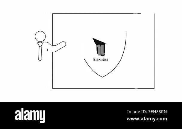 A simple line drawing shows a person icon presenting a shield with the ...
