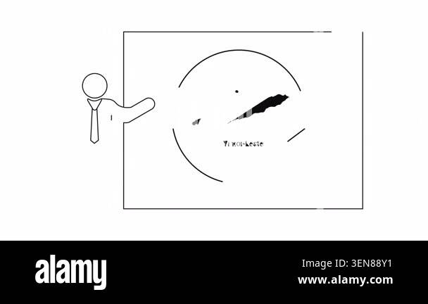 A simple line drawing shows a person presenting a map of Timor-Leste ...