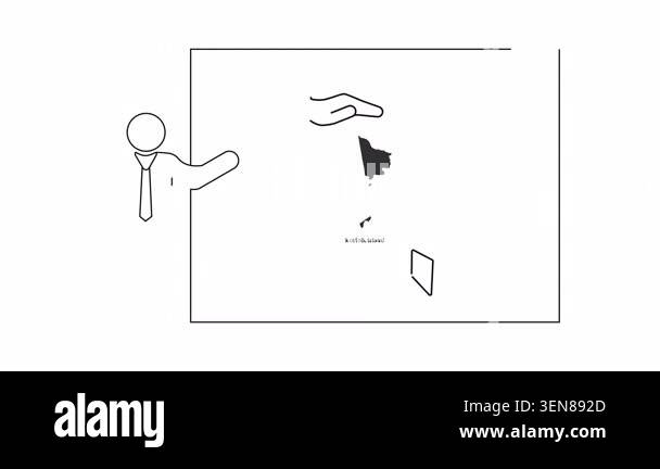 A simple line drawing shows a person presenting a concept on a screen ...