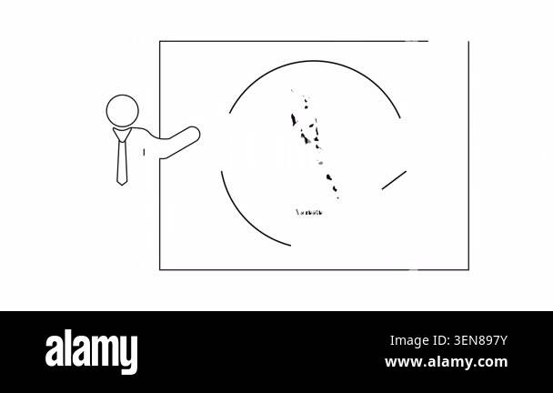 A simple line drawing shows a presenter pointing to a map of Vanuatu ...