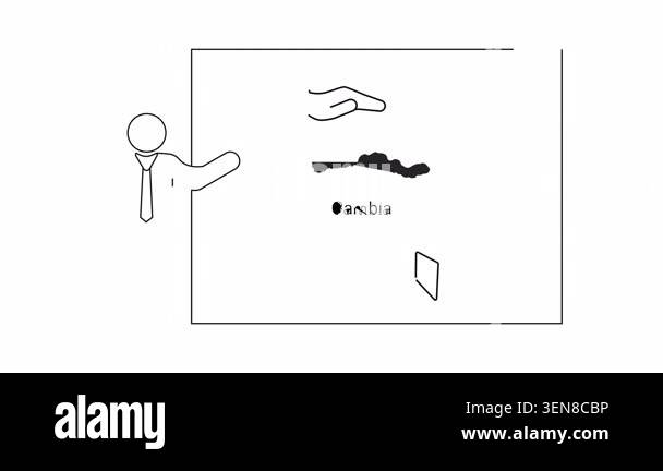A presenter explains the geography of Gambia, highlighting its unique ...