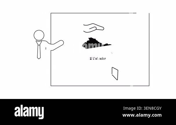 A simple line drawing shows a business person pointing to a map of El ...