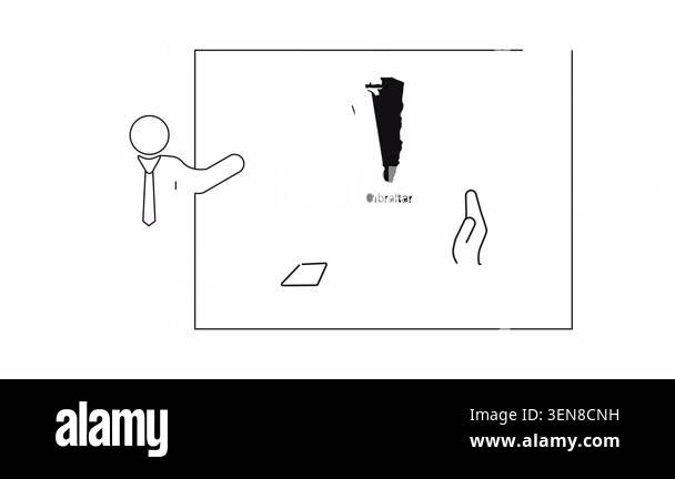 A simple line drawing of a man pointing to a whiteboard displaying the ...