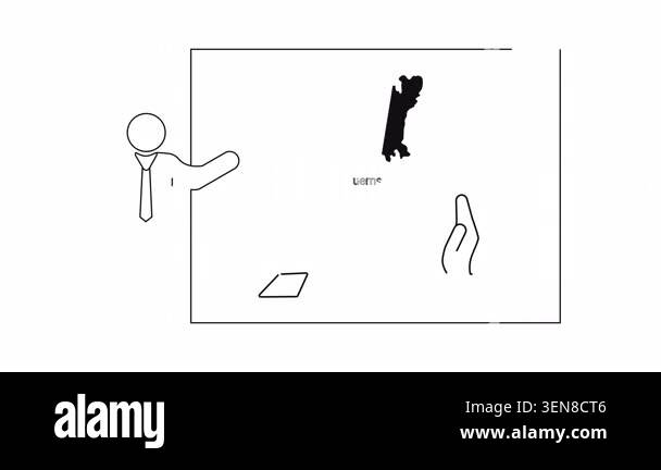 A simple line drawing shows a man pointing to a map of Guernsey ...
