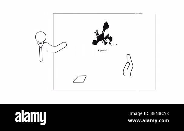 A person in a suit gestures towards a screen displaying a map of the ...