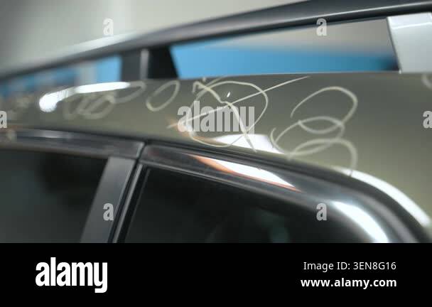 Close up view of Car with dent marks in to Preparing process of ...