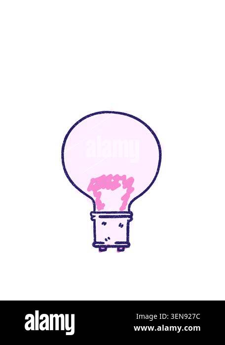 Cartoon light bulb glowing with pink color Stock Video Footage - Alamy