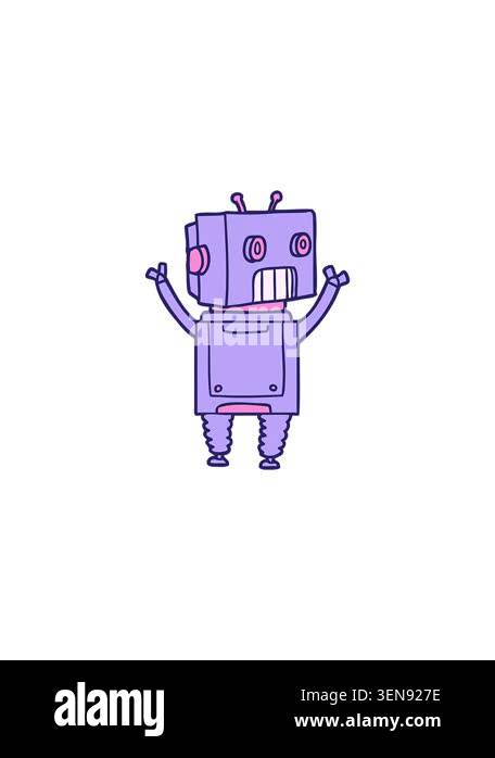 Colorful cartoon robot waving its arms happily Stock Video Footage - Alamy