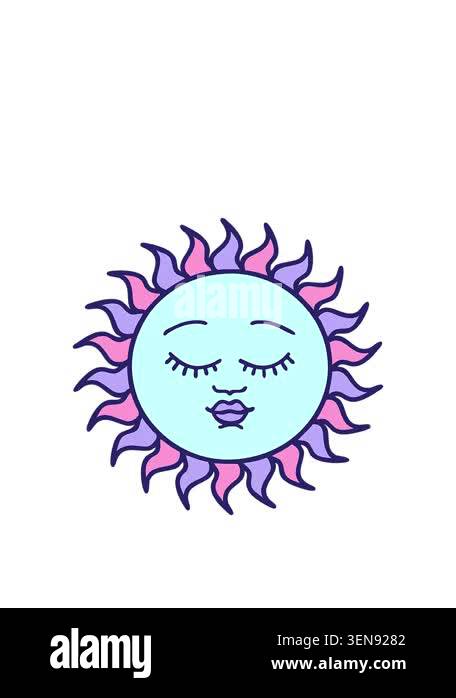 Smiling sun with closed eyes and colorful rays Stock Video Footage - Alamy