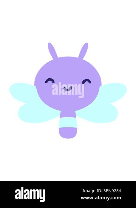 Cute purple insect character smiling with wings Stock Video Footage - Alamy
