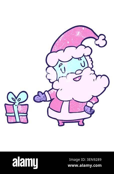 Cartoon santa claus presenting colorful gift Stock Video Footage - Alamy