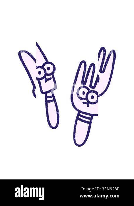 Two cartoon utensils smiling and looking playful Stock Video Footage ...