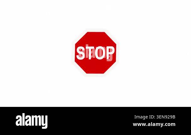 3D stop sign bouncing and spinning animation. Ideal for traffic, road ...