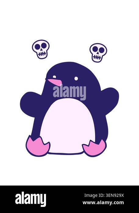 Cartoon penguin character with skulls above head Stock Video Footage ...