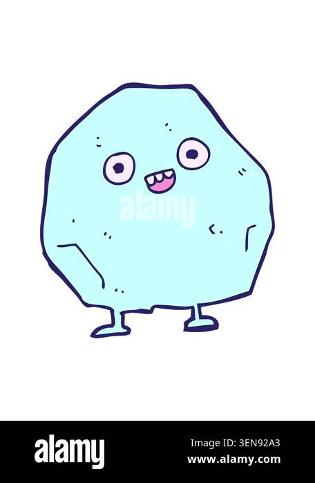 Cartoon character smiling with blue rock shape Stock Video Footage - Alamy