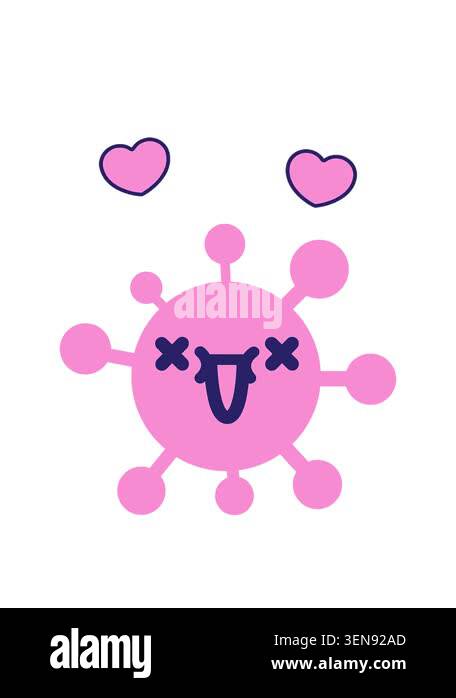 Cute pink virus character with hearts floating Stock Video Footage - Alamy
