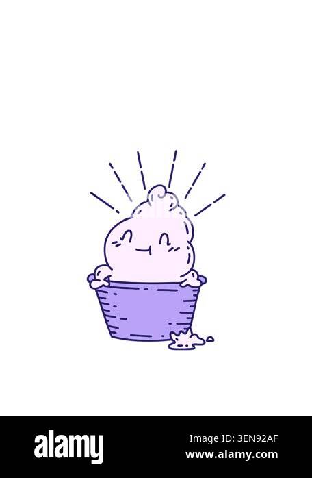 Cute cartoon ice cream cone smiling happily Stock Video Footage - Alamy