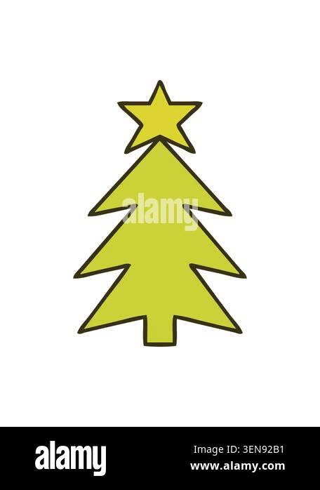 animated Christmas tree with a star on top, changing colors from blue ...