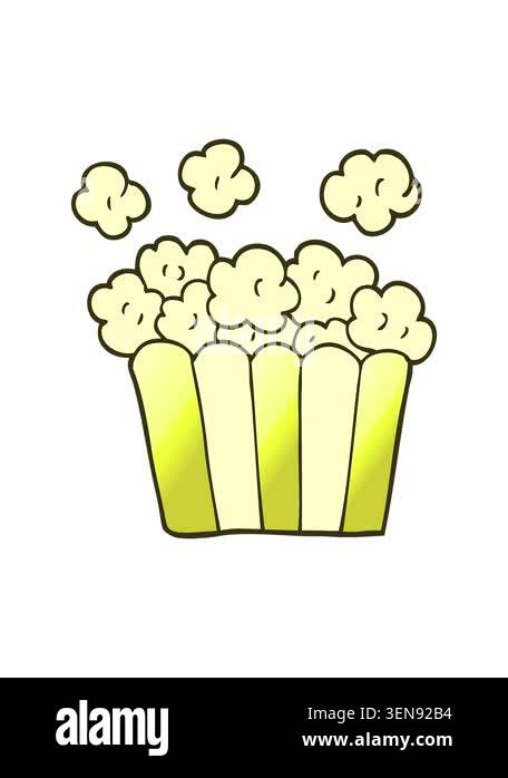 animated popcorn box with steam rising, changing colors in a loop ...