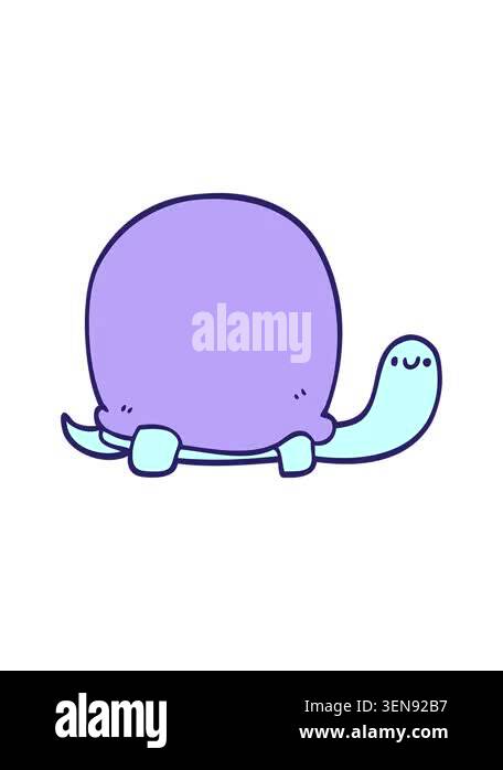animated cartoon snail with a purple shell and light blue body, moving ...