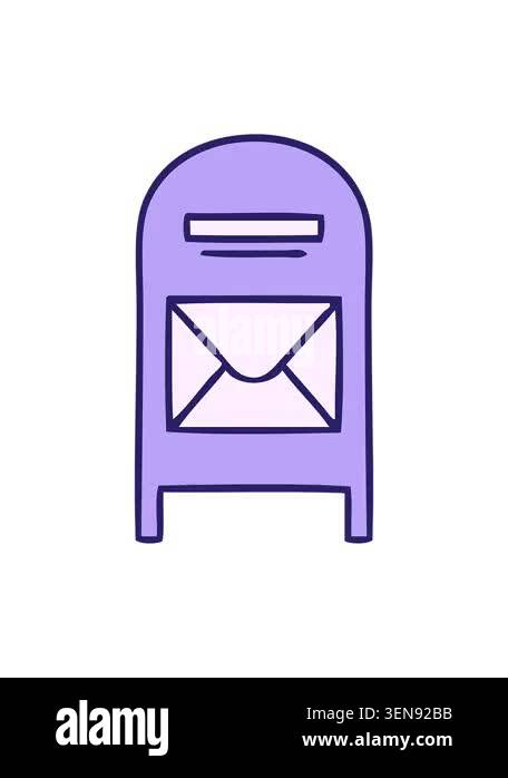 Purple mailbox with envelope illustration Stock Video Footage - Alamy