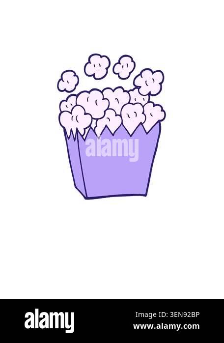 Purple popcorn box filled with fluffy popcorn Stock Video Footage - Alamy