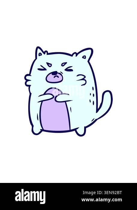 cute cartoon cat with a grumpy expression, animated with subtle color ...