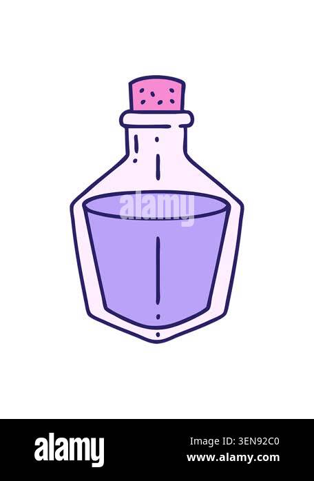 Glass bottle containing purple liquid potion Stock Video Footage - Alamy