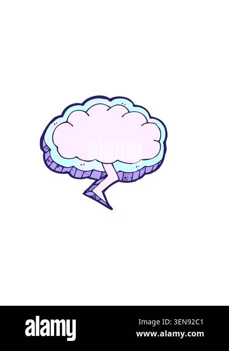 animated cartoon cloud with a lightning bolt and empty speech bubble ...