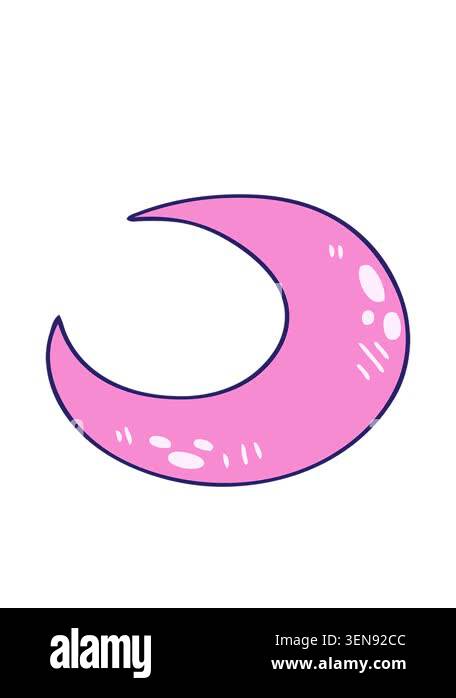 Pink cartoon crescent moon shape illustration Stock Video Footage - Alamy