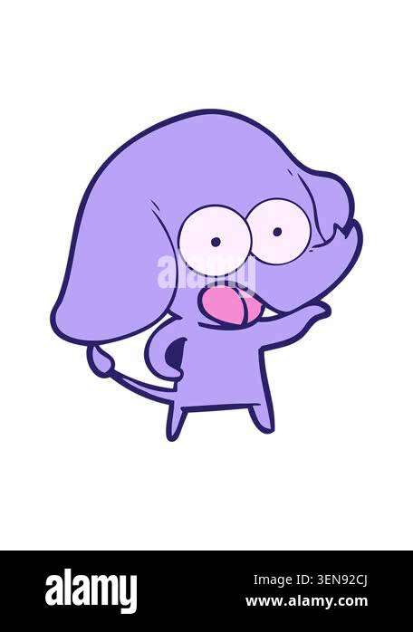 Cartoon purple elephant character waving happily Stock Video Footage ...