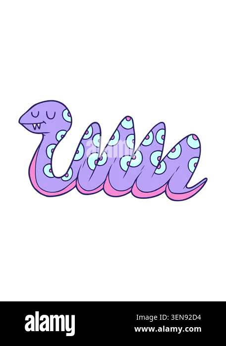 cartoon purple snake with blue eyes and pink accents wiggles playfully ...