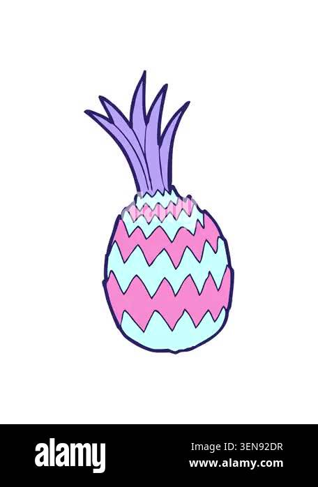 animated graphic of a colorful pineapple with a wavy, distorted effect ...