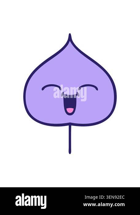 Vertical video showing animated purple garlic character with a happy ...
