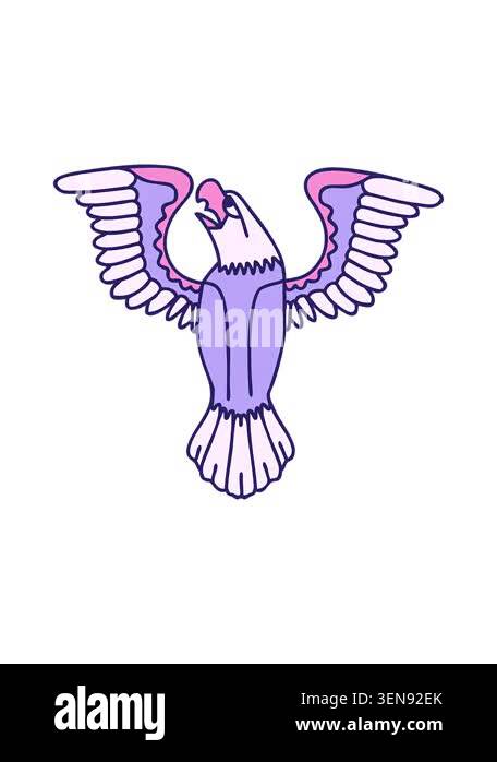 animated illustration of a stylized eagle with wings spread, in a ...