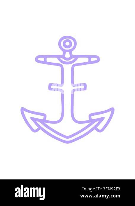 animated purple anchor graphic with a wavy outline, transitioning ...