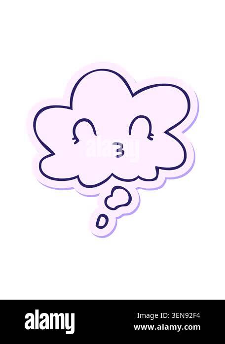 Vertical video showing cute cartoon thought bubble with a face, blowing ...