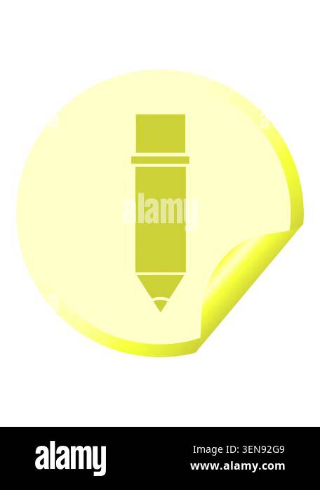 Vertical video showing animated graphic of a pencil icon on a sticker ...