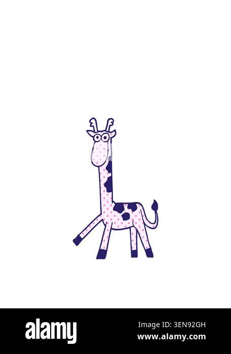 animated cartoon giraffe with glasses and polka dots walks in a playful ...