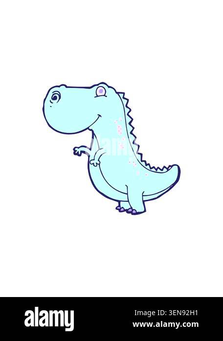 cute cartoon dinosaur character with a friendly expression, animated ...